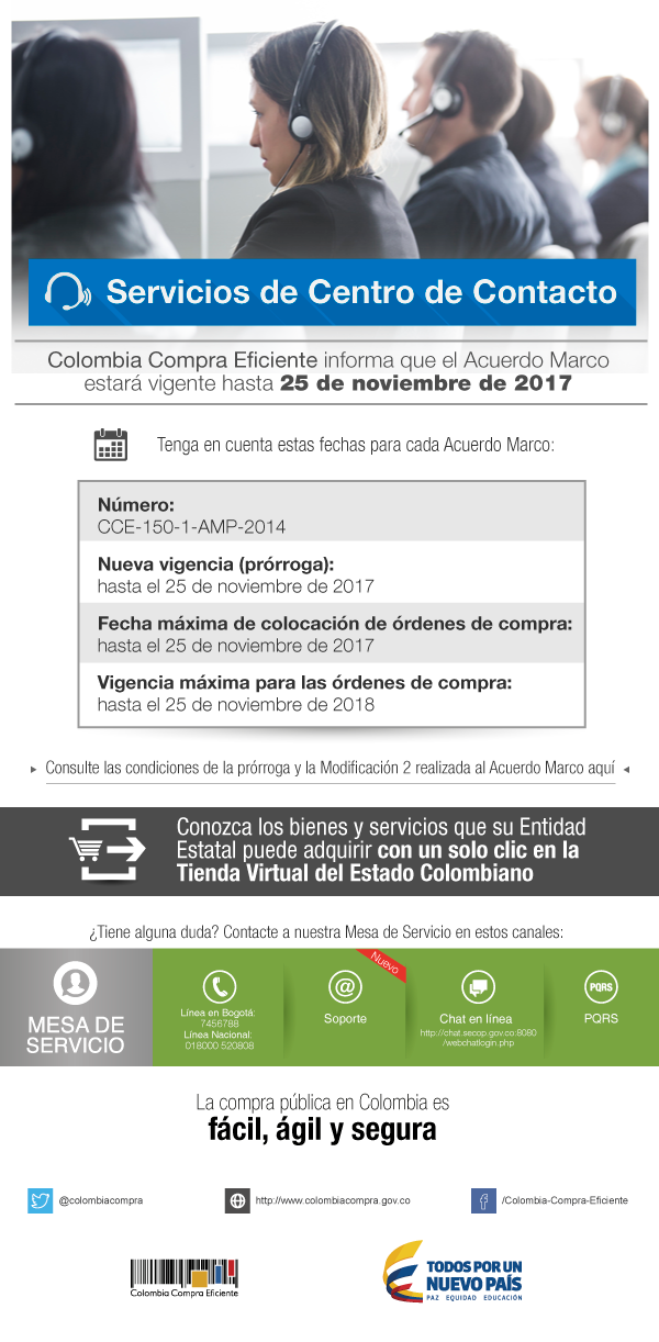 Prorroga - Acuerdo Marco centro de contacto | Colombia Compra Eficiente ...