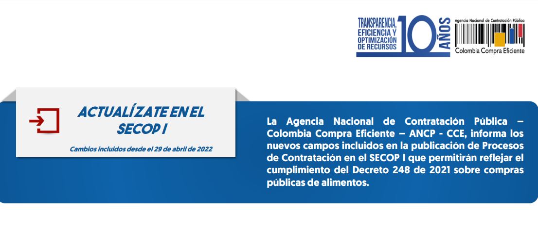 SECOP I- Nuevos campos Decreto 248 de 2021 | Colombia Compra Eficiente ...