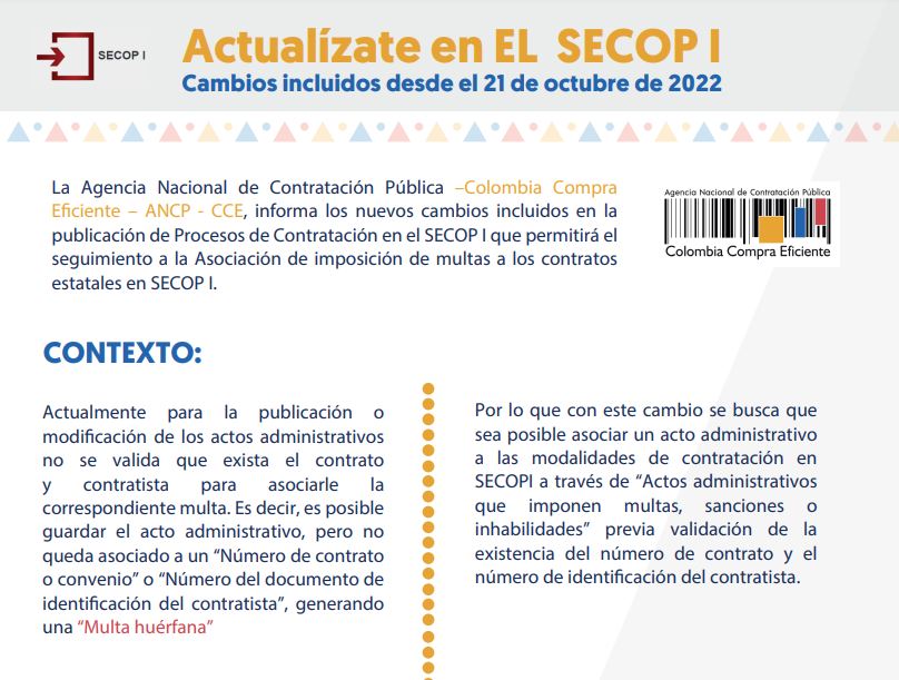 Actualízate en EL SECOP I Cambios incluidos desde el 21 de octubre de ...